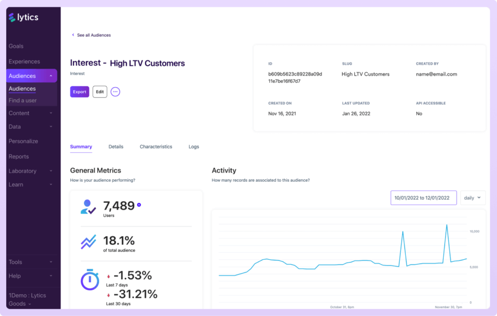 Reports - Lytics Customer Data Platform (CDP)